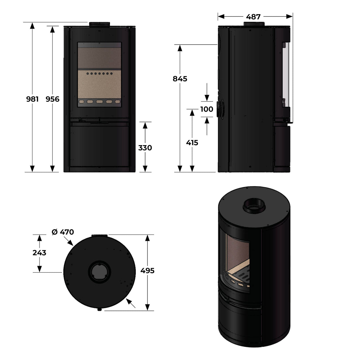 MI Rondo 5kw D with door – Maydown Fireplaces and Stoves Ltd